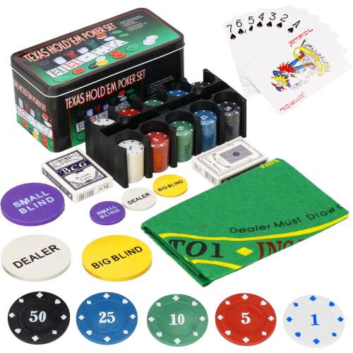 Recenzii: Set de Poker Complex cu 200 de jetoane, covoras verde, 2 ...