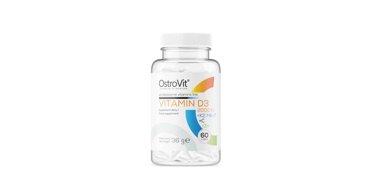 OstroVit Vitamin D3 2000 IU + K2 MK-7 + VC + Zinc - 60 Capsule | Pepita.com