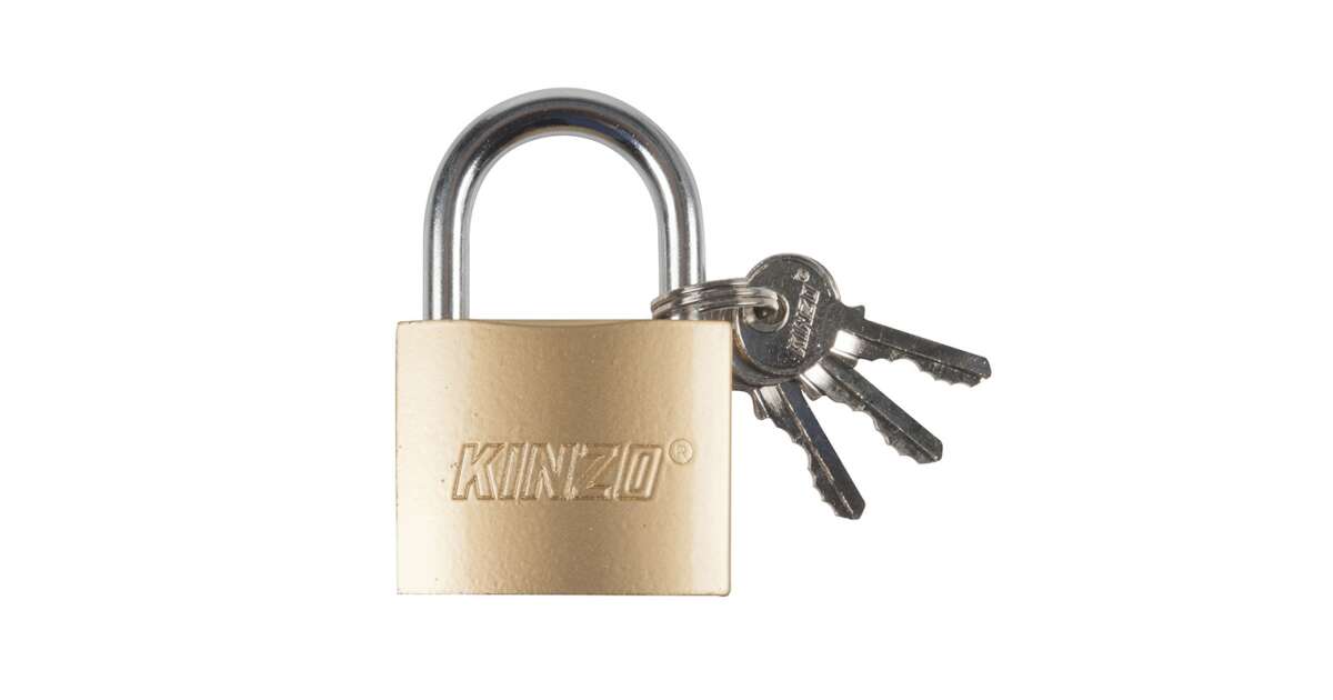 Lacat cu trei chei Kinzo, cu logo, dreptunghiular, inaltime corp 5 cm ...