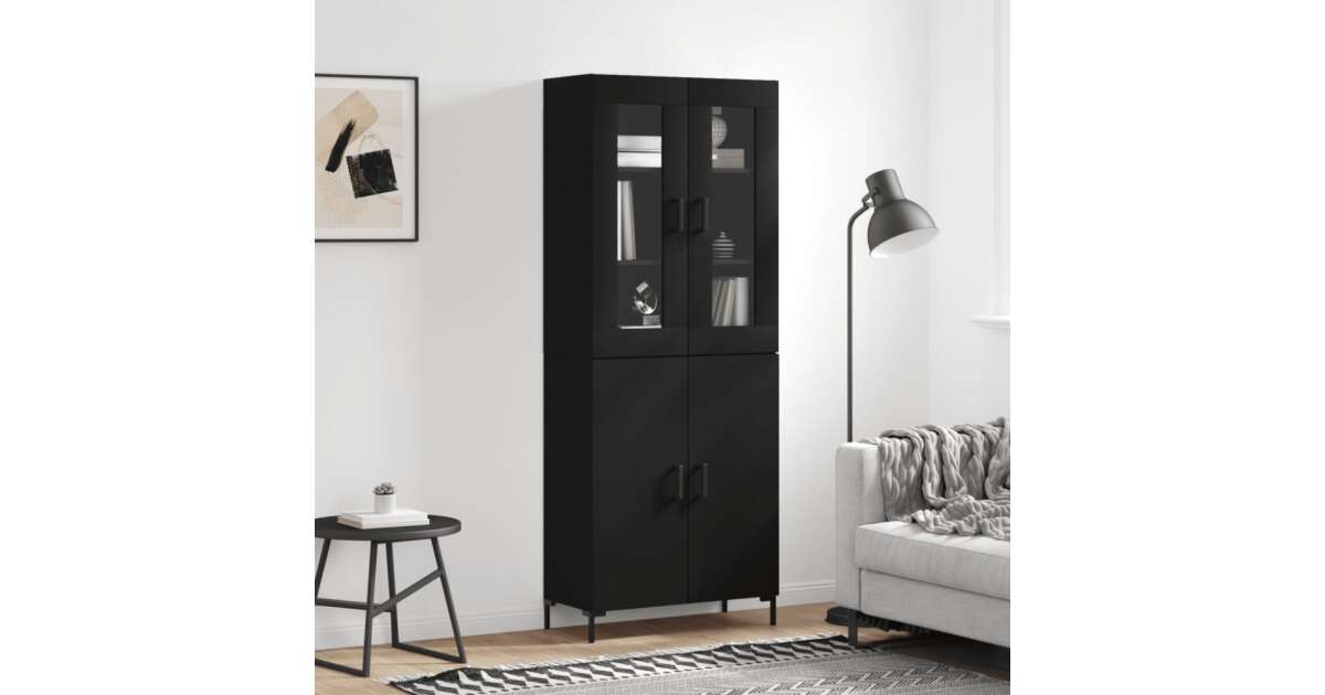 vidaXL fekete szerelt fa magasszekrény 69,5 x 34 x 180 cm | Pepita.hu