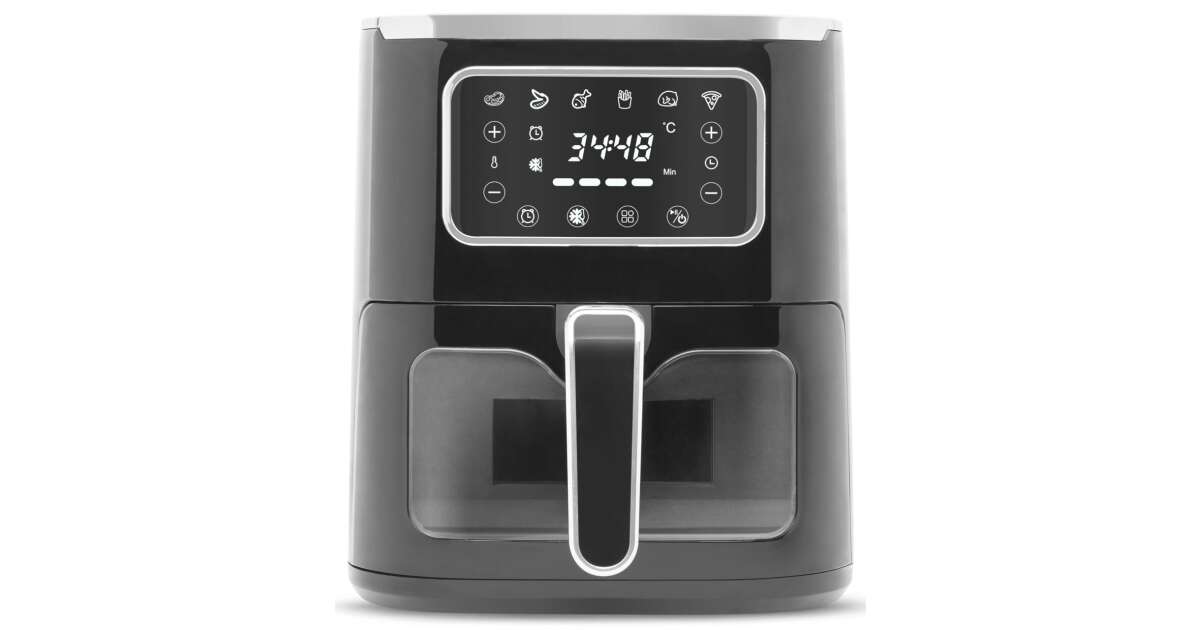 Bewello BW1002B forrólevegős sütő, 1450W, 5L, érintőgombos, fekete ...