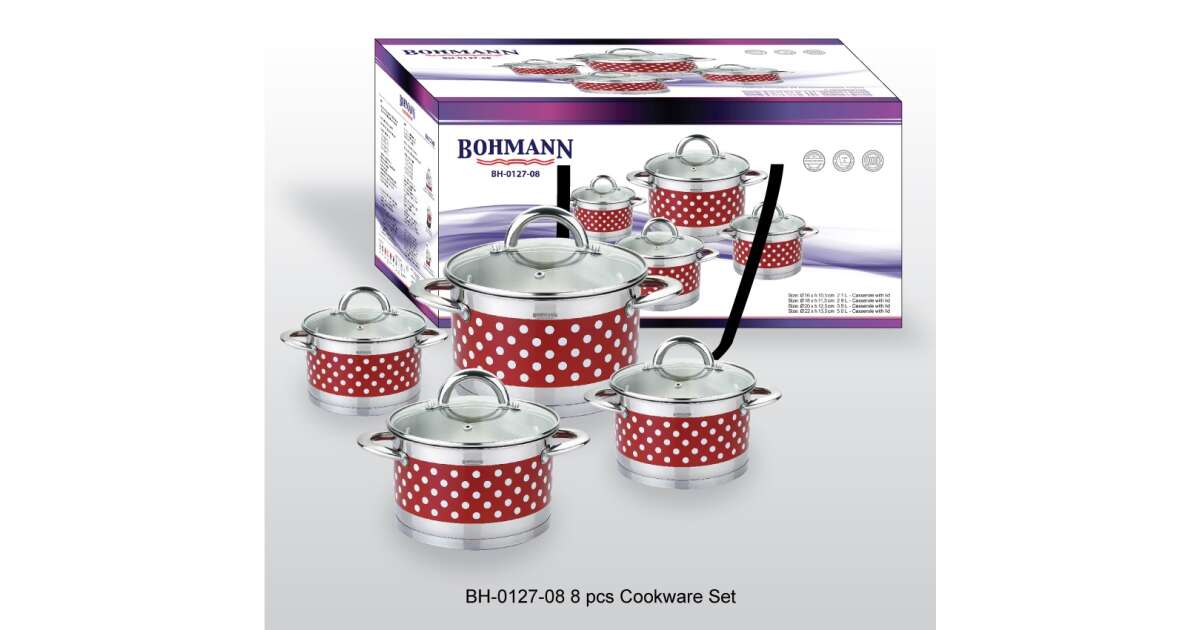 Bohmann Inox Edénykészlet, 8 Részes, indukciós, rozsdamentes acél 2.1 ...