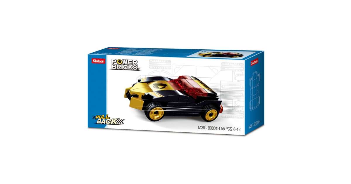Sluban Power Bricks Pull Back - Gold Black Winner felhúzható autó ...
