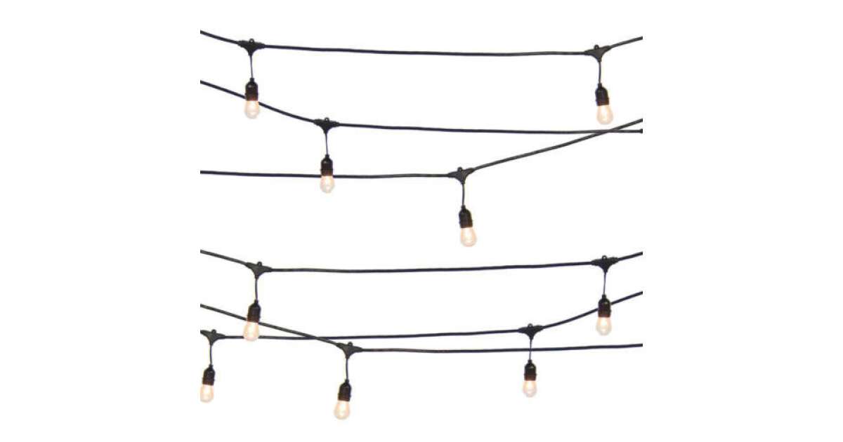 Vízálló dekor égősor, 15 db E27 LED lámpával, 14,6 m, melegfehér ...