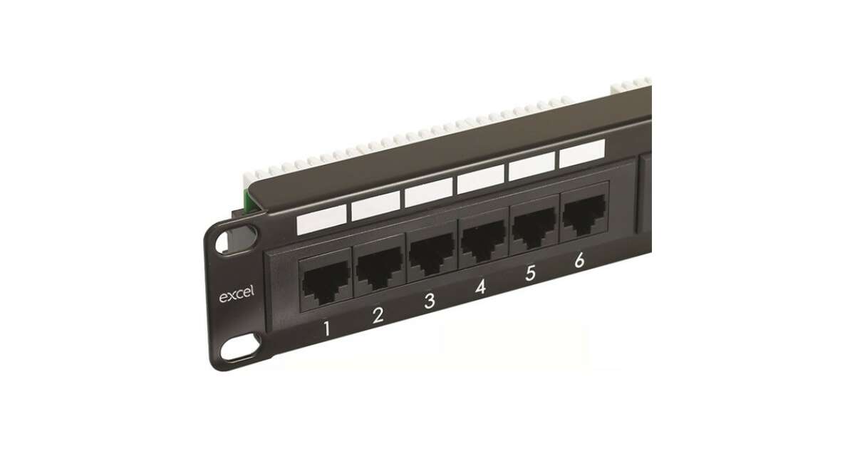 EXCEL Patch Panel Cat.6 UTP 24 portos 1U, fekete | Pepita.hu