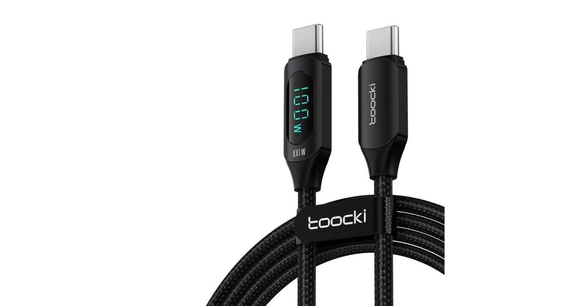 Toocki Charging Cable USB C-C, 1m, 100W (Black) | Pepita.hu