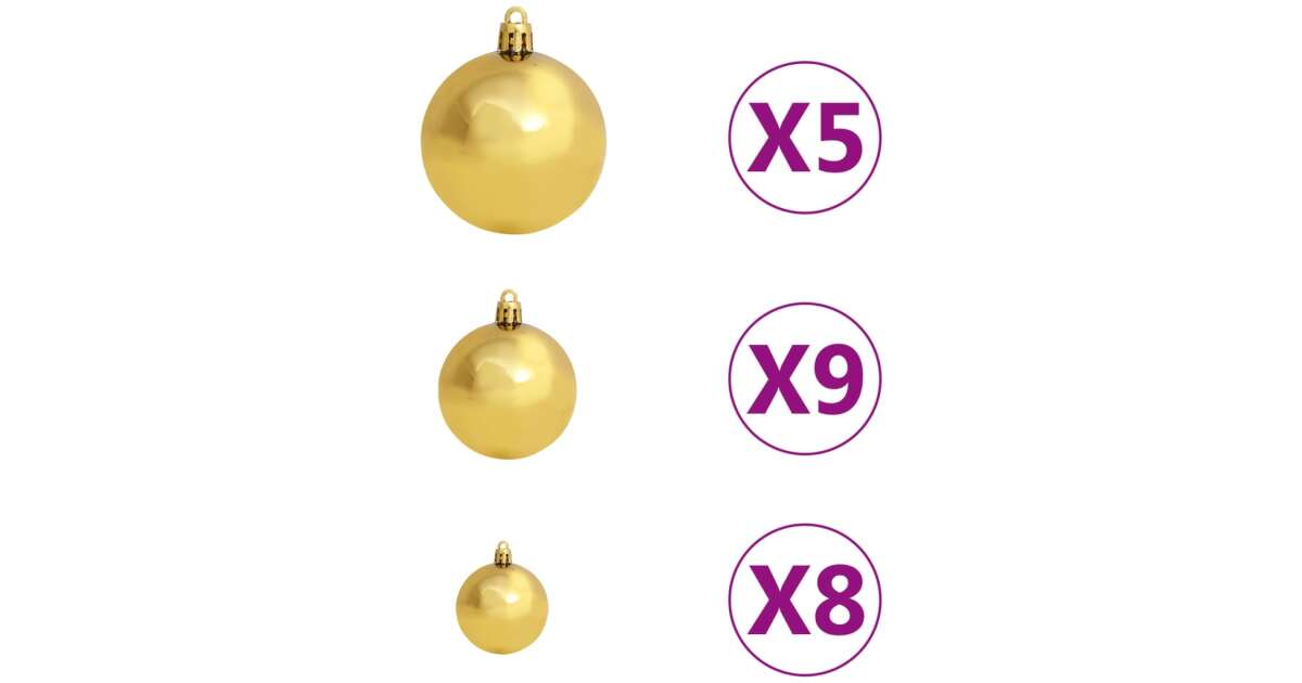 PVC és PE műkarácsonyfa LED-del/gömbszettel/hóval 180 cm (3077833 ...