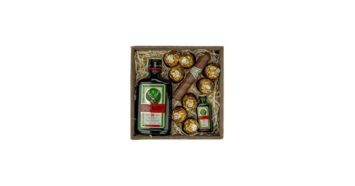 Wood Box: Jägermeister + Ferrero Rocher + csoki Szívar | Pepita.hu