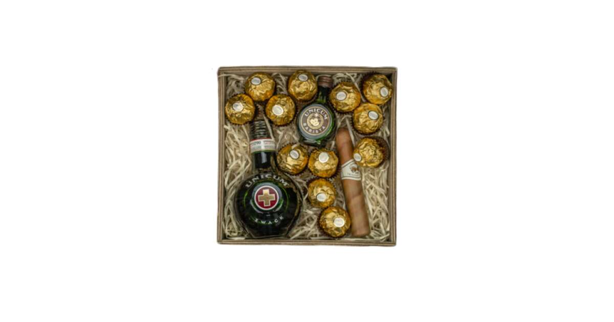 Wood Box: Zwack Unicum + Ferrero Rocher + csoki Szívar | Pepita.hu