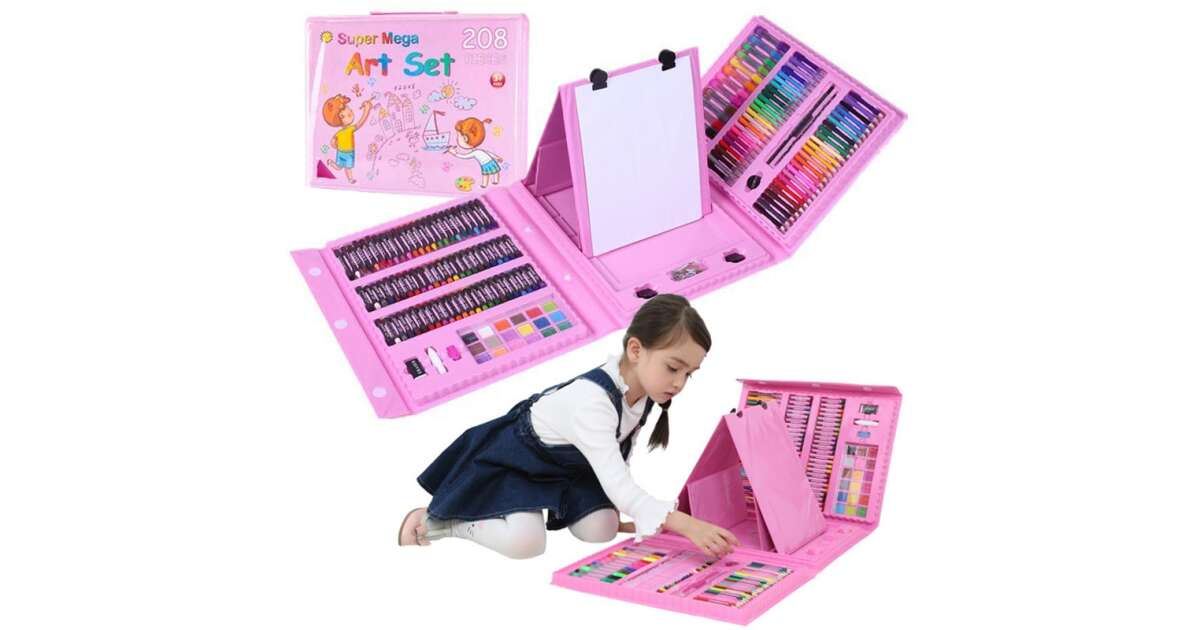 208 darabos komplett festő és rajzoló készlet, Gyerekeknek és Diákoknak ...