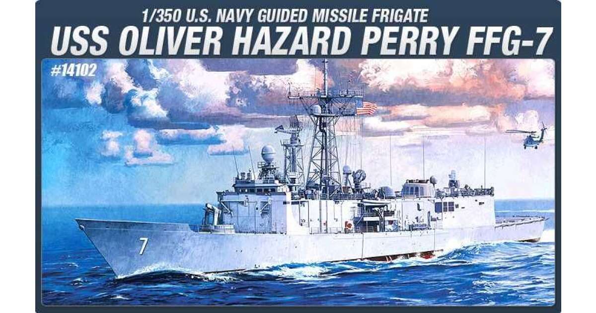 Academy USS Oliver Hazard Perry FFG-7 csatahajó műanyag modell (1:350 ...