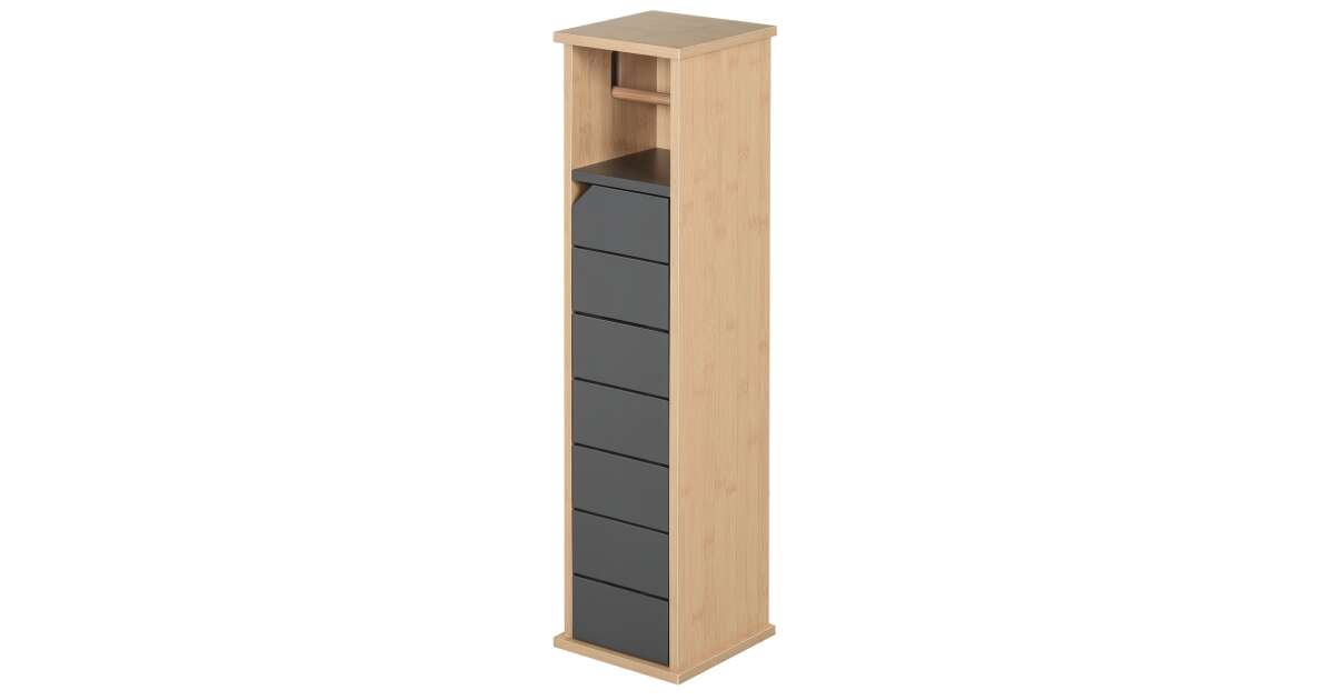 Dulap de Baie HOMCOM pentru Hârtie Igienică cu Raft Reglabil, Gri ...