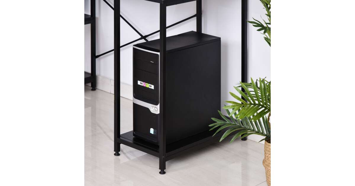 Irodai Asztal Polcokkal, 140 x 60 x 93 cm, Fekete 86457225