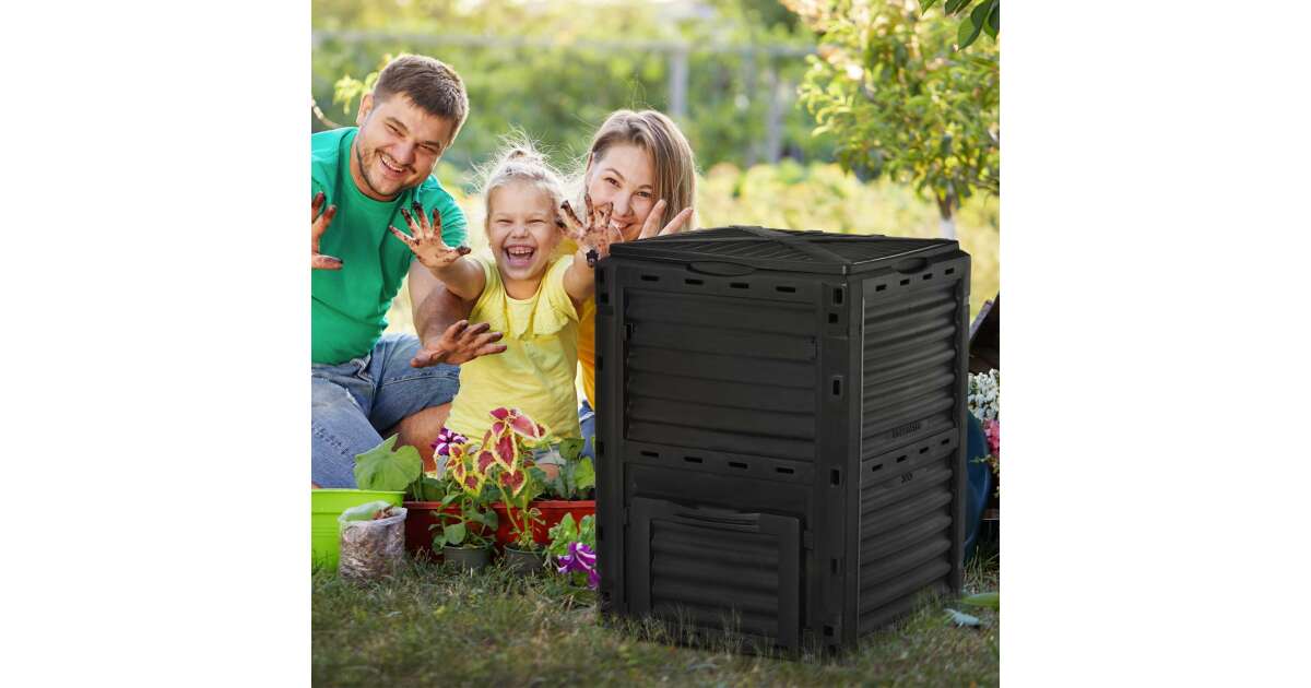 Outsunny Garden Compost Bin Large Outdoor Compost Container 300L Fast ...