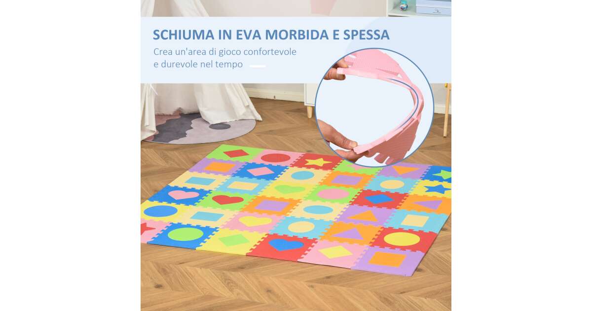 gyerek puzzle szőnyeg, Színes formák, Csúszásgátló, EVA, 182,5x182 ...