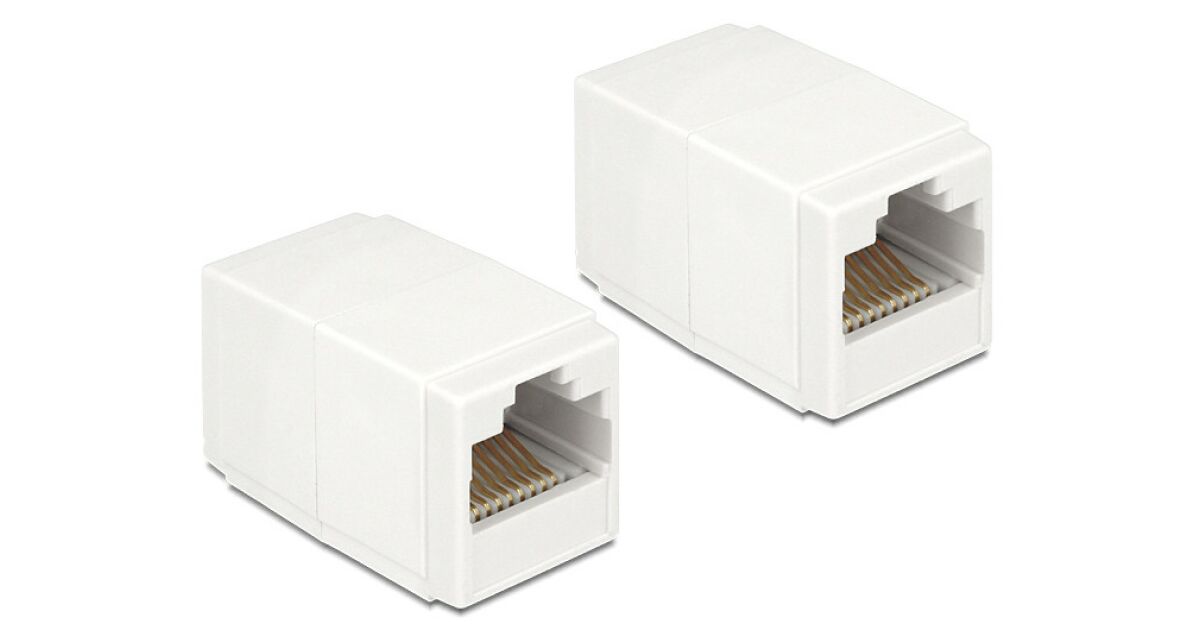 Delock Adapter, RJ45 socket > RJ45 socket, Cat.6 UTP compact white ...