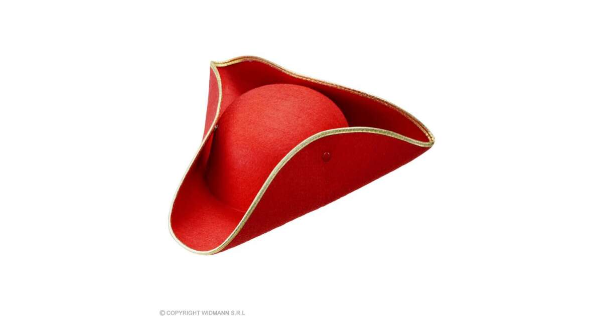 Piros színű, háromszögletű filc kalap | Pepita.hu