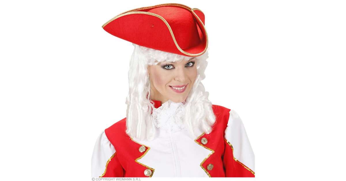 Piros színű, háromszögletű filc kalap | Pepita.hu