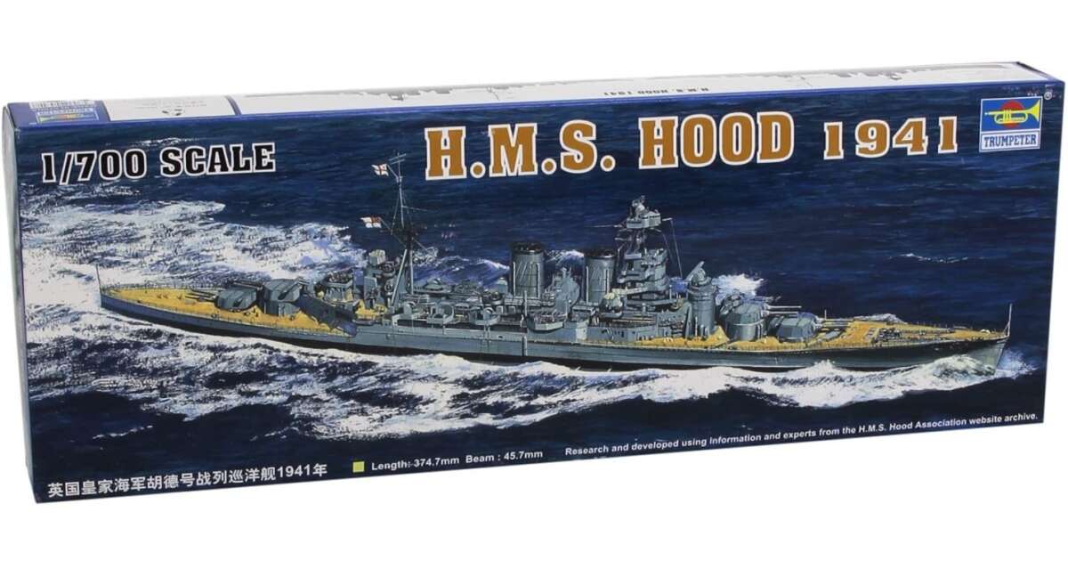 Trumpeter HMS Hood 1941 csatahajó manyag modell (1:700) | Pepita.hu