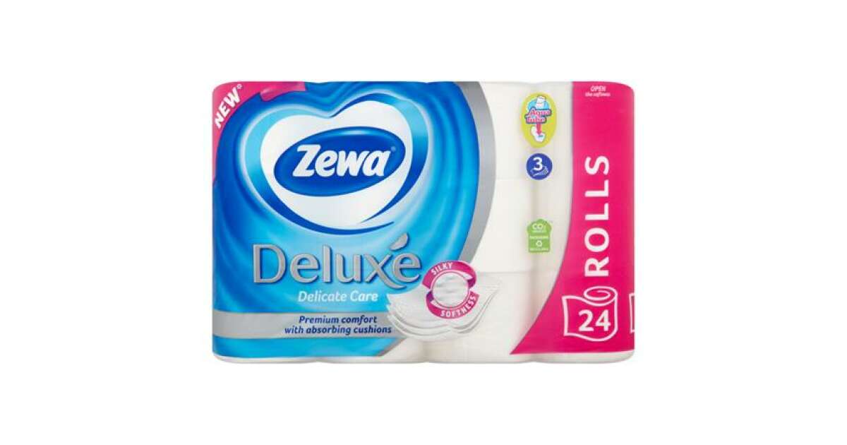 ZEWA Toalettpapír, 3 rétegű, kistekercses, 24 tekercs, ZEWA Deluxe, fehér | Pepita.hu