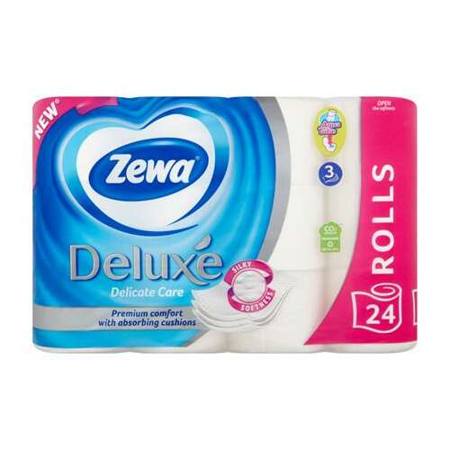 ZEWA Toalettpapír, 3 rétegű, kistekercses, 24 tekercs, ZEWA Deluxe, fehér | Pepita.hu