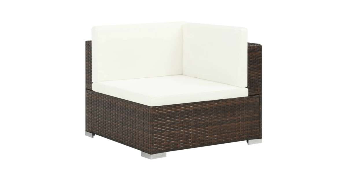 7-részes barna polyrattan kerti bútorszett párnákkal (44597) | Pepita.hu