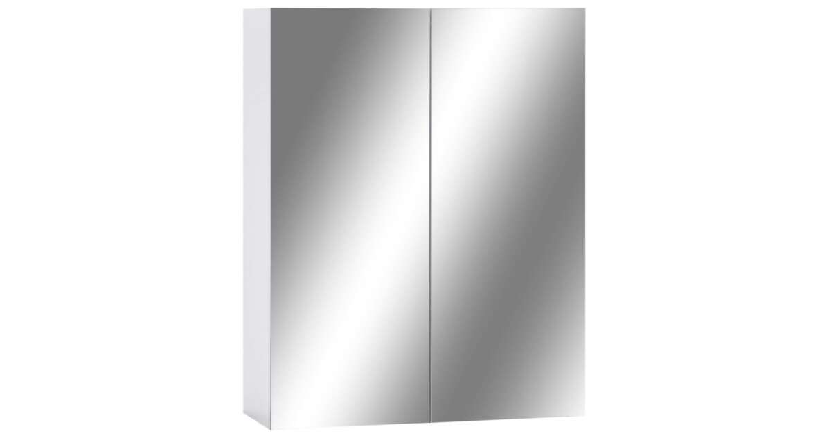 Fehér MDF tükrös fürdőszobaszekrény 60 x 15 x 75 cm | Pepita.hu