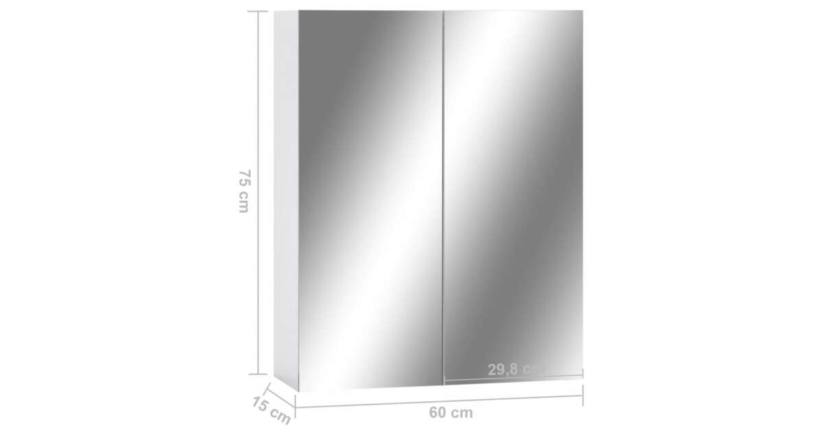 Fehér MDF tükrös fürdőszobaszekrény 60 x 15 x 75 cm | Pepita.hu