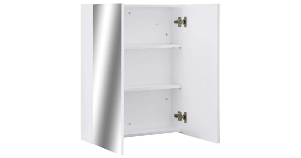 Fehér MDF tükrös fürdőszobaszekrény 60 x 15 x 75 cm | Pepita.hu