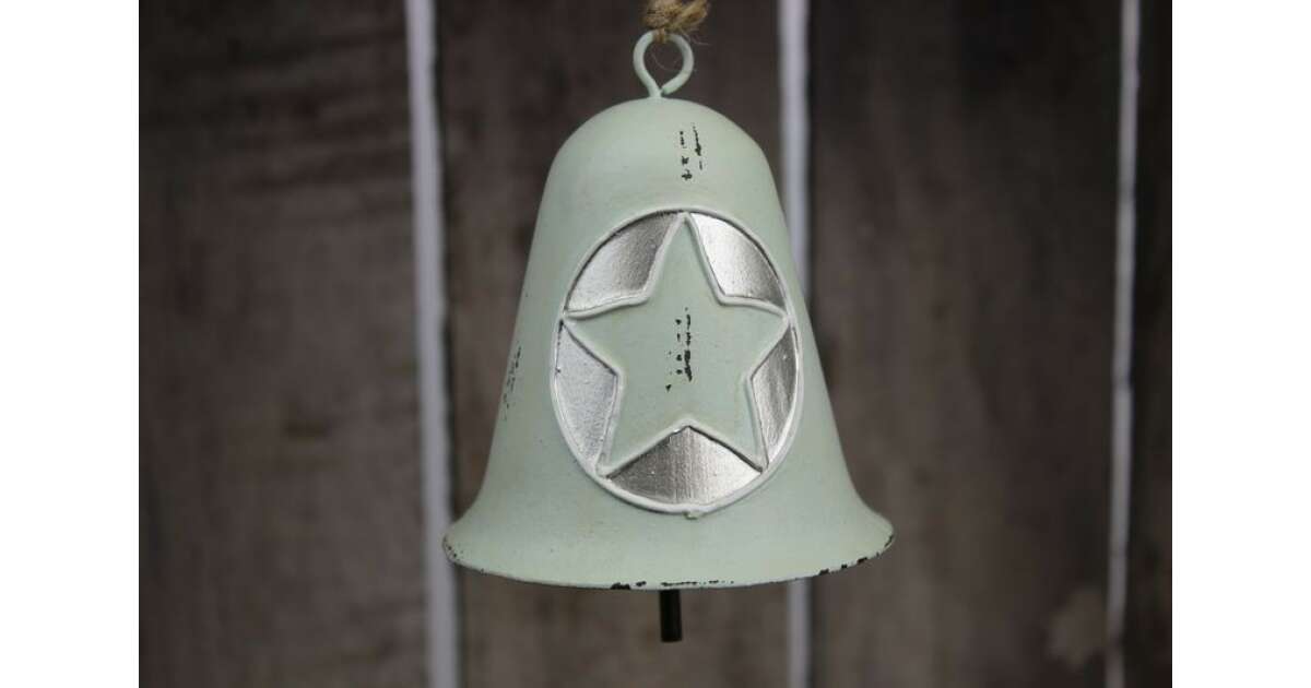 Zöld és ezüst színű karácsonyfadísz harang | Pepita.hu