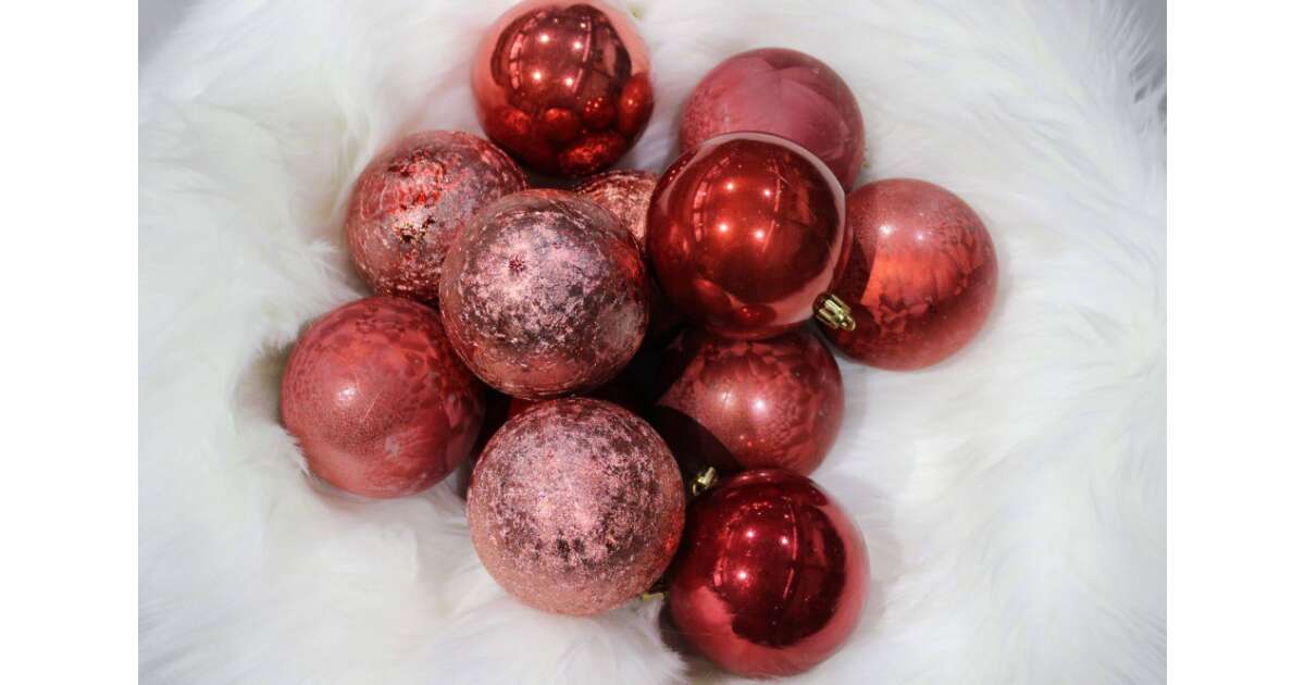 Piros műanyag karácsonyfa gömb 8cm 12db | Pepita.hu