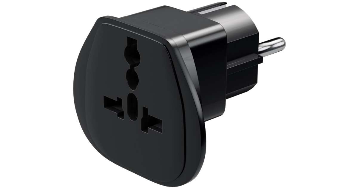 Goobay 94028 World to EU 220V Power Plug Utazó adapter - Fekete | Pepita.hu