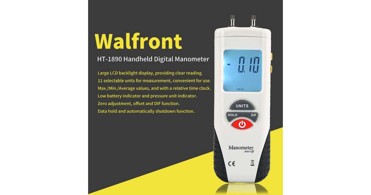 Manometru digital profesional portabil pentru vid aer/gaz 11 unitati ...