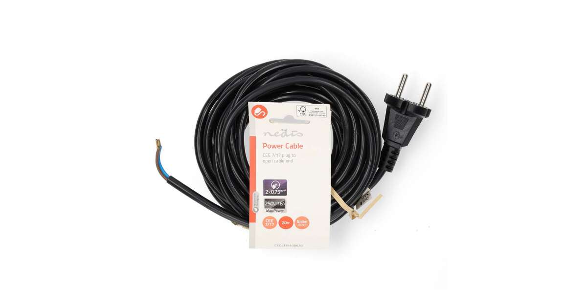 Vacuum cleaner power cable | 7.00 m | CEE 7/17 | 250 V AC | 16 A ...