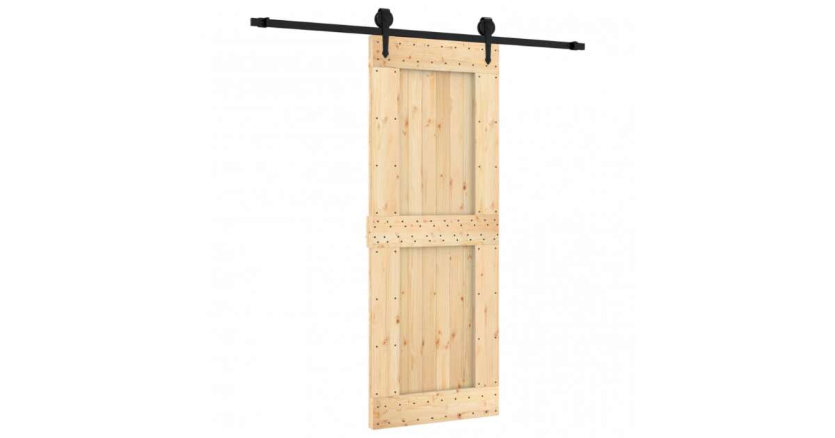 Tömör fenyőfa tolóajtó fémszerelék szettel 80 x 210 cm | Pepita.hu