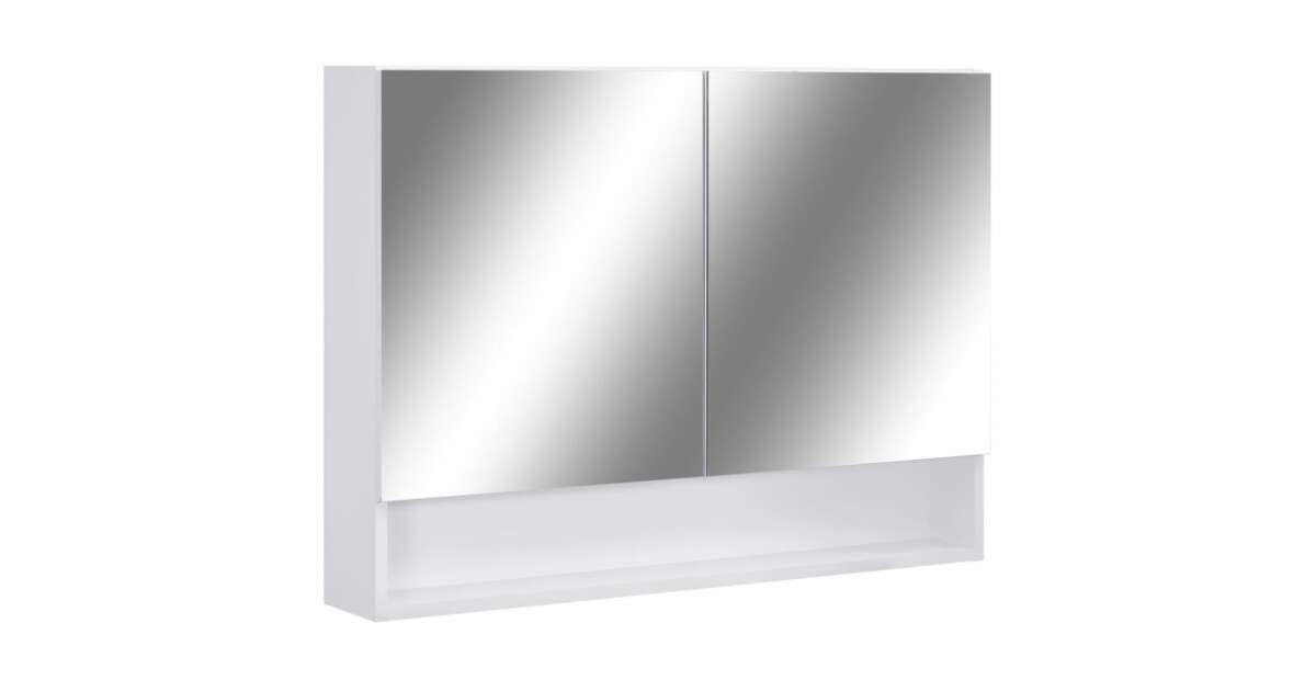 Fehér MDF tükrös fürdőszobaszekrény 66 x 17 x 63 cm (323604) | Pepita.hu