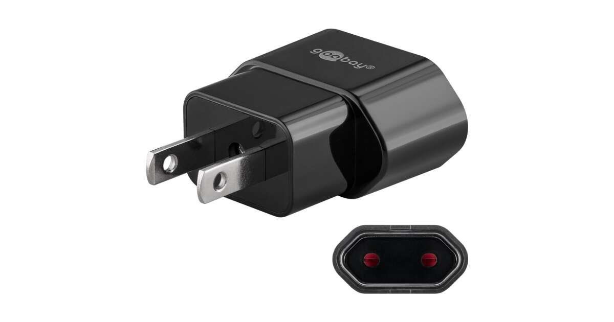Goobay 45344 EU -> US/JP 250V Power Plug Utazó adapter - Fekete | Pepita.hu