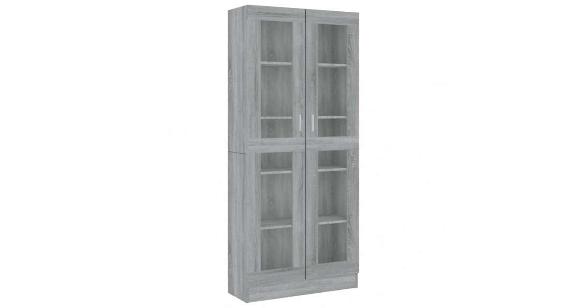 Szürke sonoma szerelt fa vitrinszekrény 82,5x30,5x185,5 cm (815622 ...