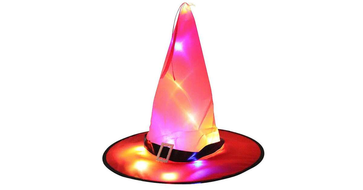 Halloween színes világító boszorkány kalap, piros, 37 x 34 cm | Pepita.hu