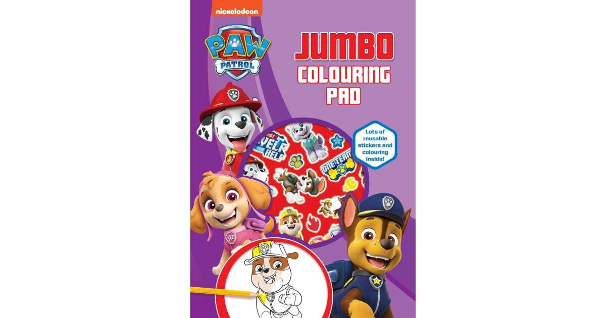 Bloc de colorat Jumbo Paw Patrol cu stickere Alligator AB3359PWJC ...