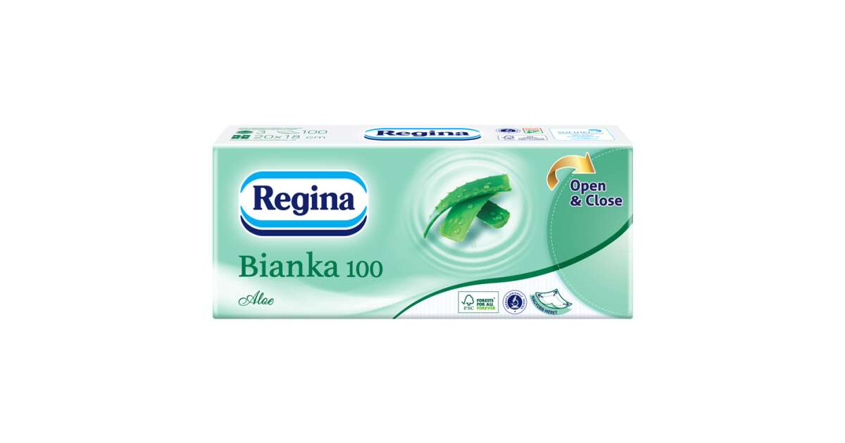 Regina Bianka 90 Aloe Vera papírzsebkendő, 3 rétegű, 90 darabos | Pepita.hu