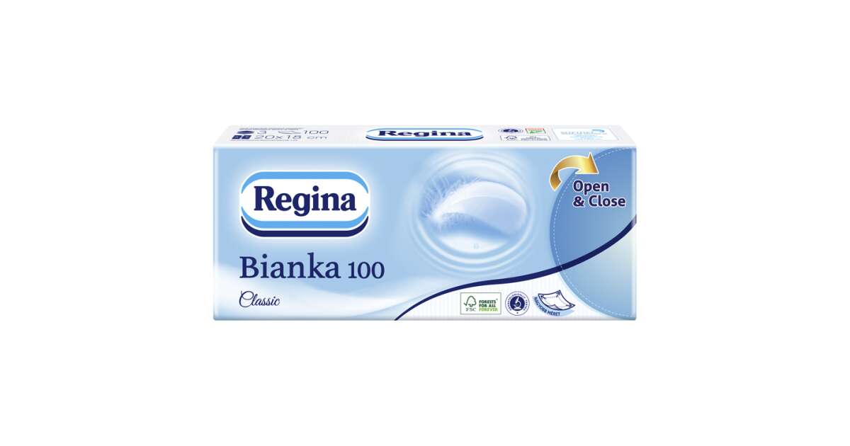 Regina Bianka 100 Classic papírzsebkendő, 3 rétegű, 100 darabos | Pepita.hu