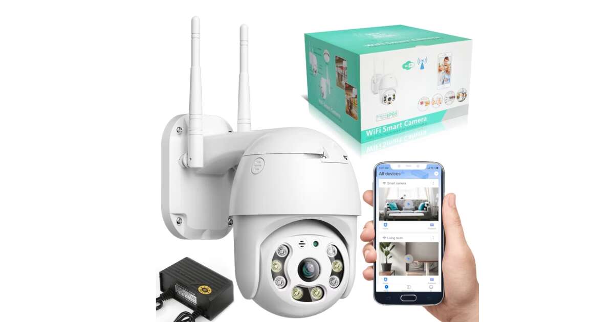 Cameră de supraveghere pentru exterior AOVO V380PRO, rotire 360°, WiFi, Zoom 4X, Full HD ...