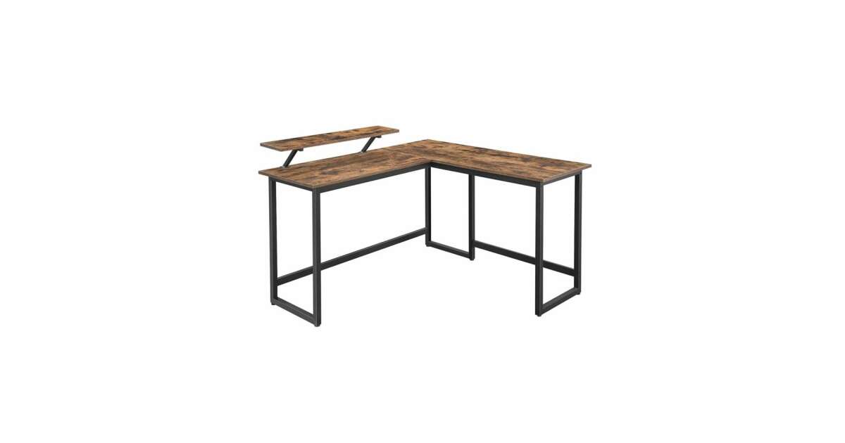 Sarok íróasztal, L-alakú számítógép asztal, rusztikus barna | Pepita.hu