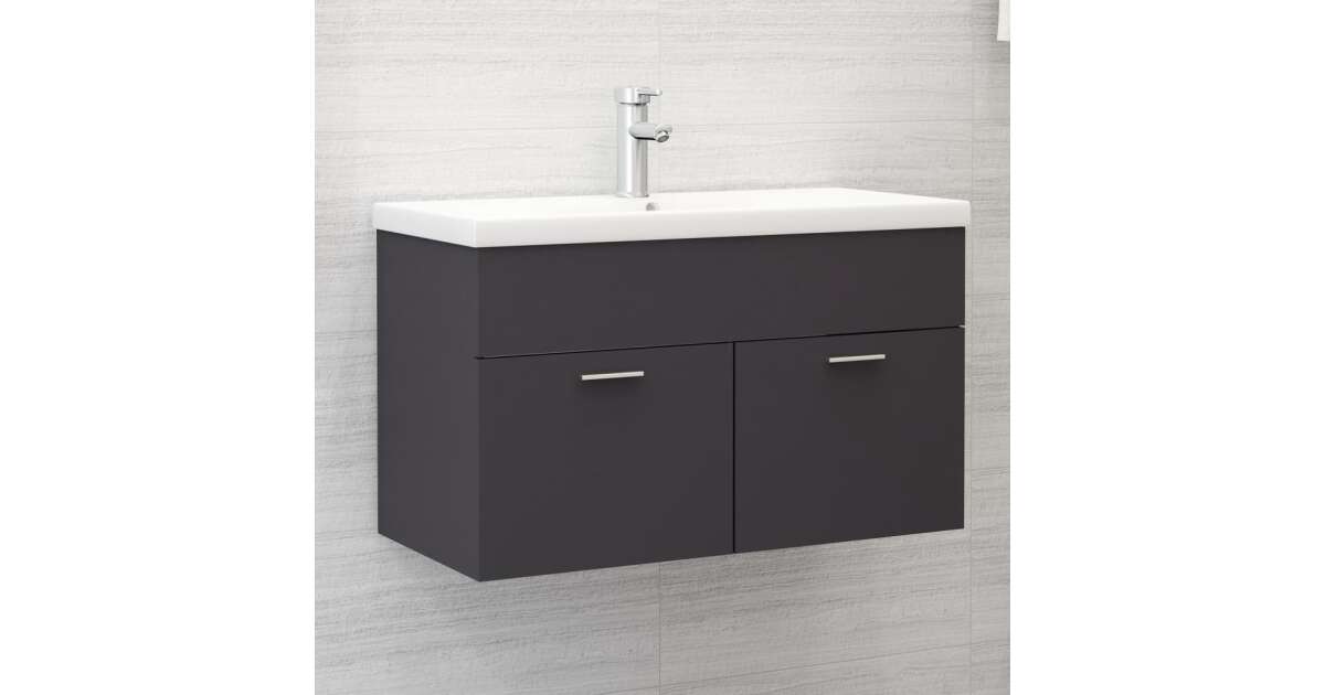 szürke forgácslap mosdószekrény 80 x 38,5 x 46 cm (804658) | Pepita.hu