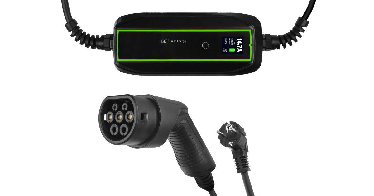 Green Cell EV16 Type-2 Elektromos autó töltőkábel 6,5m (3.6 kW - 16A ...