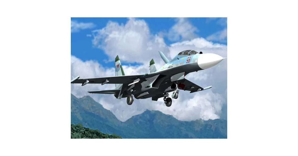 Trumpeter 02270 Su-27UB Flanker-C vadászrepülőgép műanyag modell (1:32 ...