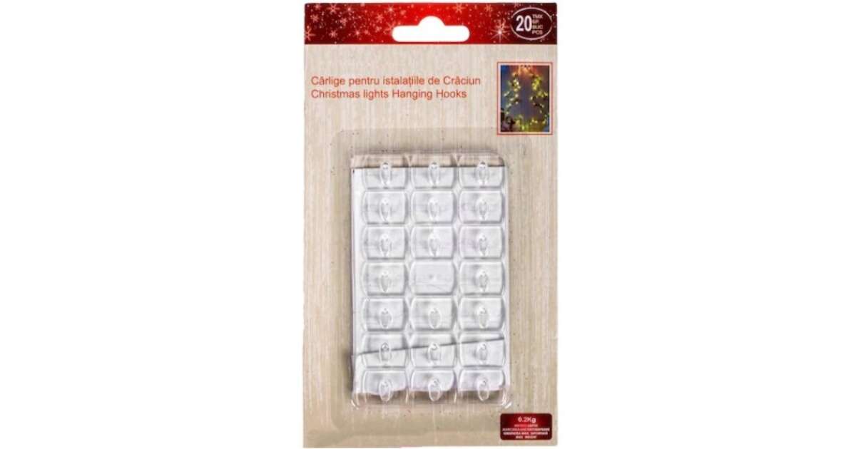 Set 20 Cuiere Autoadezive pentru Instalatie de Craciun cu Becuri ...