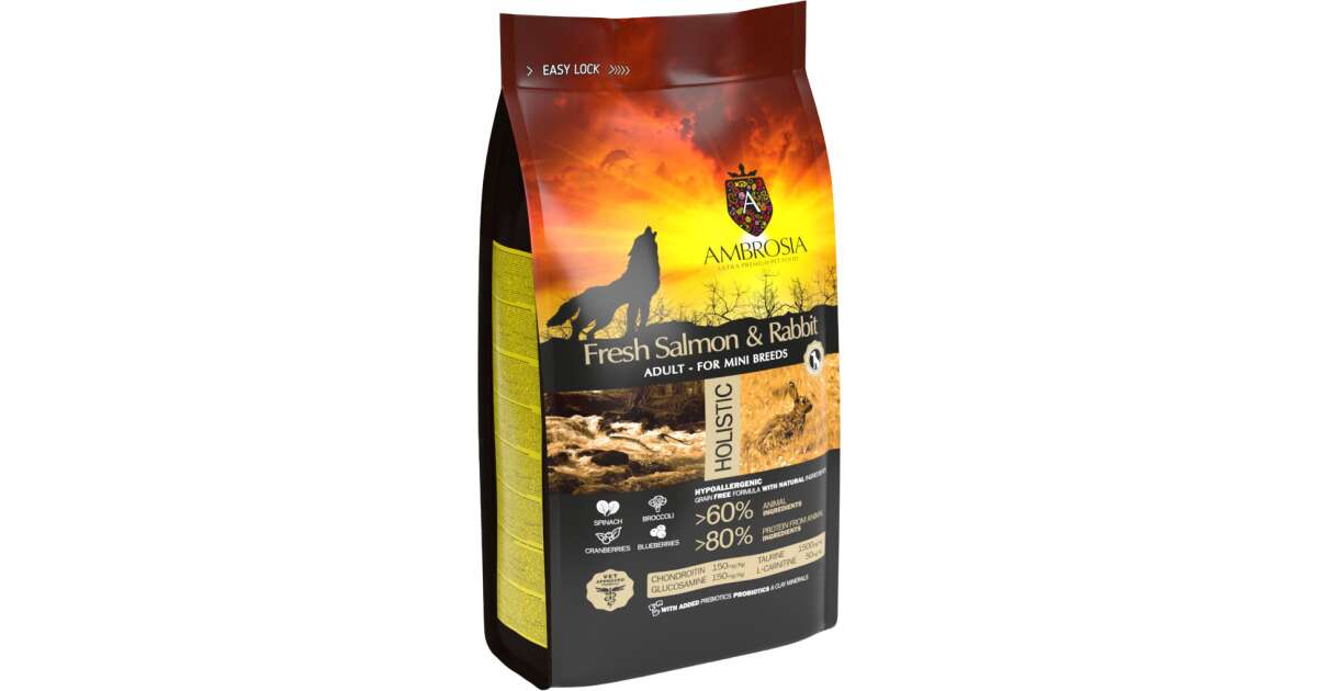 Ambrosia Mini Kutya Táp - Friss Lazac & Nyúl - 10 kg | Pepita.hu