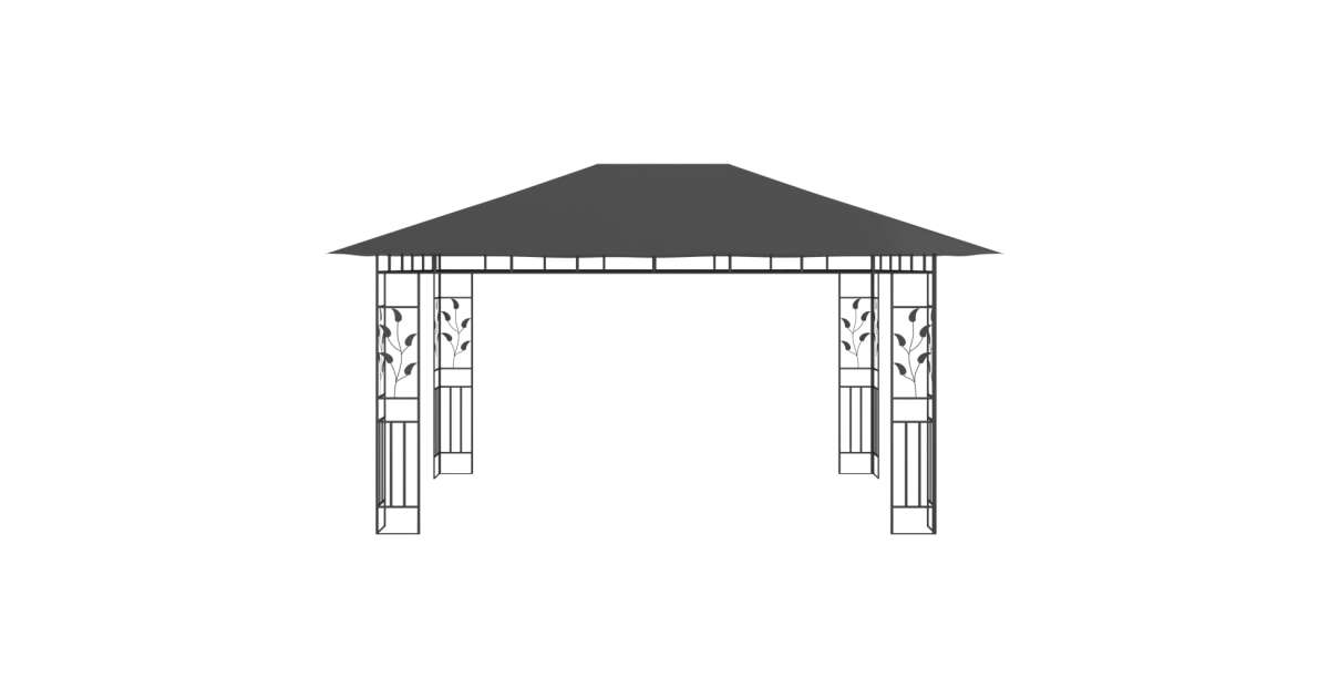 vidaXL antracit pavilon szúnyoghálóval/LED fényfüzérrel 4 x 3 x 2,73 m ...